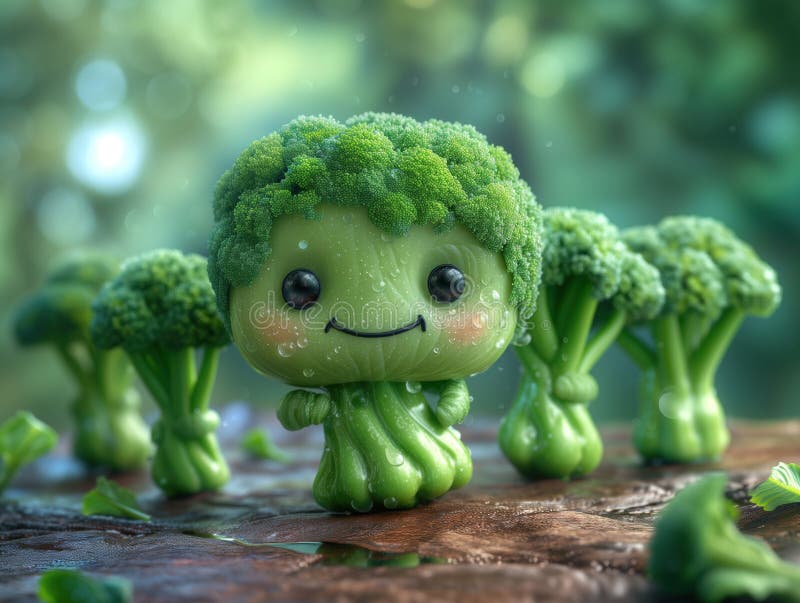 Funny broccoli with a face stock illustration. Illustration of plant ...