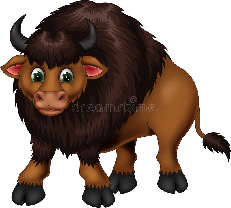 Funny Brown Buffalo Cartoon Stock Illustration - Illustration of ...
