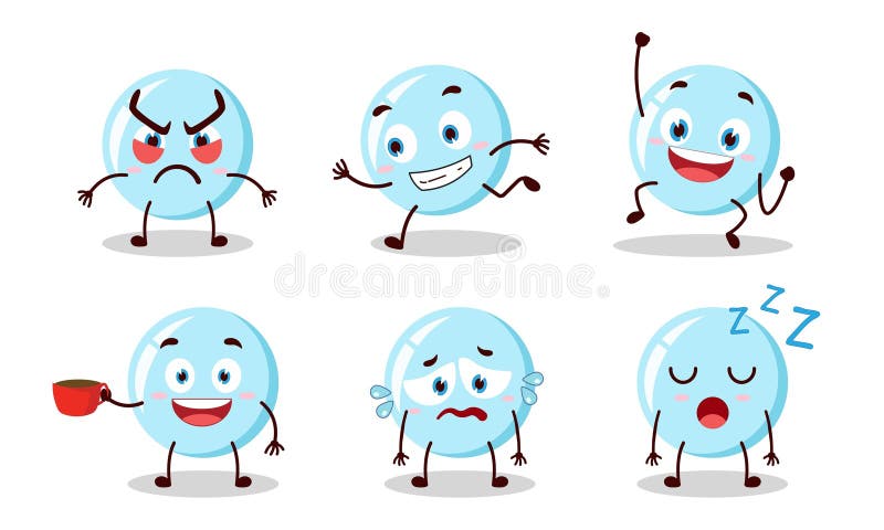 Funny Bubble Cartoon Character with Various Pose Activity Vector ...