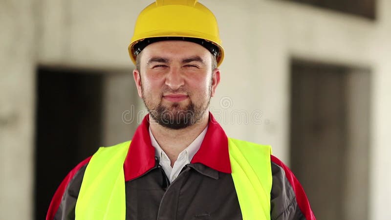 Funny Builder on Construction Site Stock Video - Video of construction ...