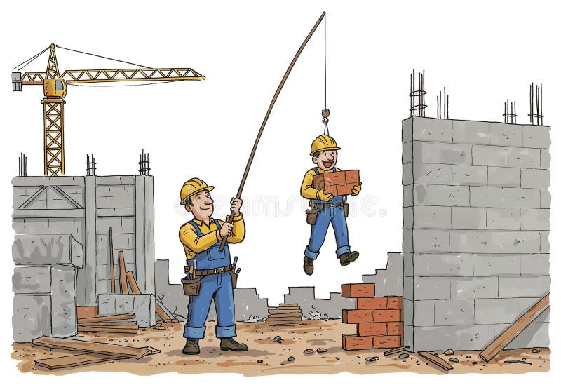 Funny Builders. Generative AI Stock Illustration - Illustration of ...