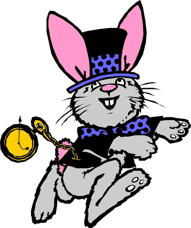 White rabbit with clock stock illustration. Illustration of animal ...