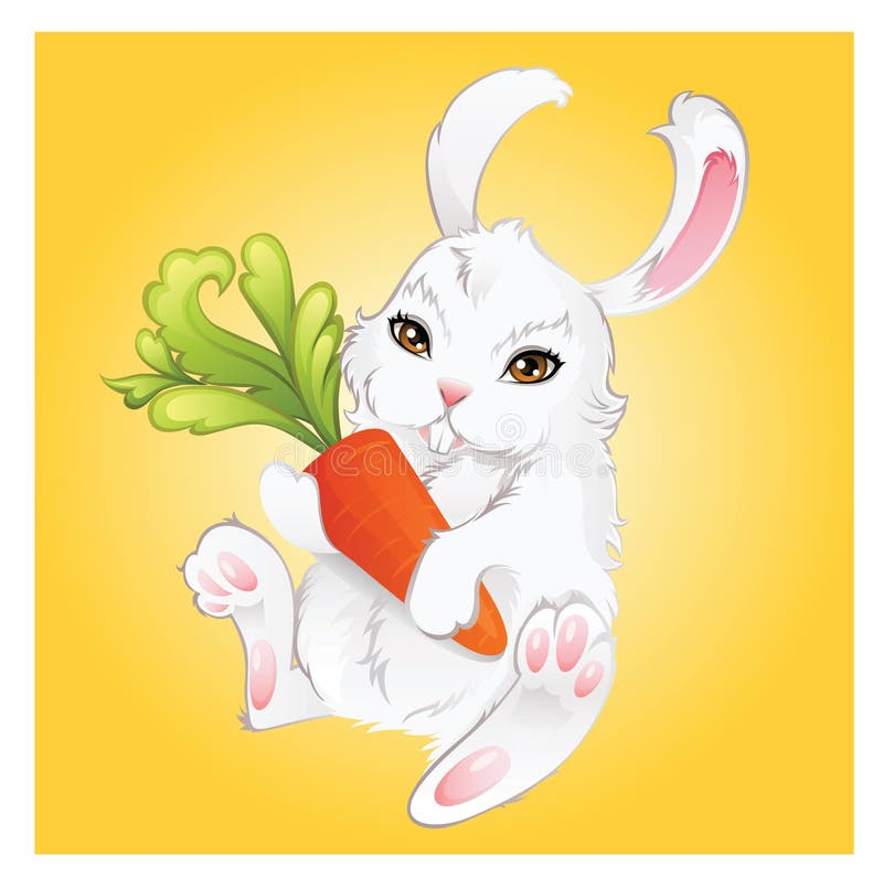 Funny Bunny with carrot stock vector. Illustration of cute - 13564771
