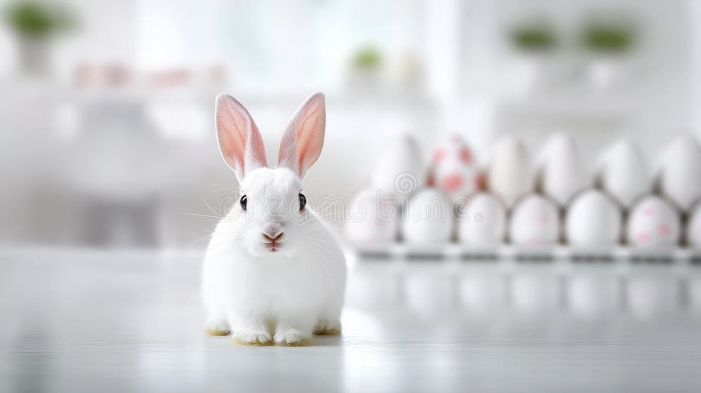 Funny Bunny Easter Eggs Over White Stock Illustration - Illustration of ...