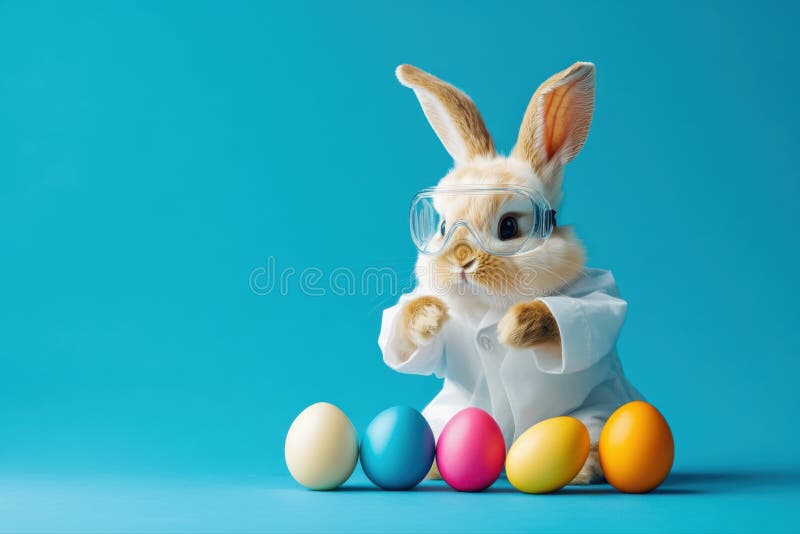 Funny Bunny Scientist with Easter Eggs - Easter Concept Image, Cute ...