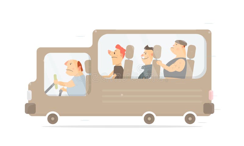 Funny Bus. Amusing Characters Stock Vector - Illustration of drive ...
