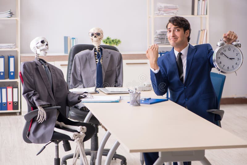 The Funny Business Meeting with Boss and Skeletons Stock Photo - Image ...
