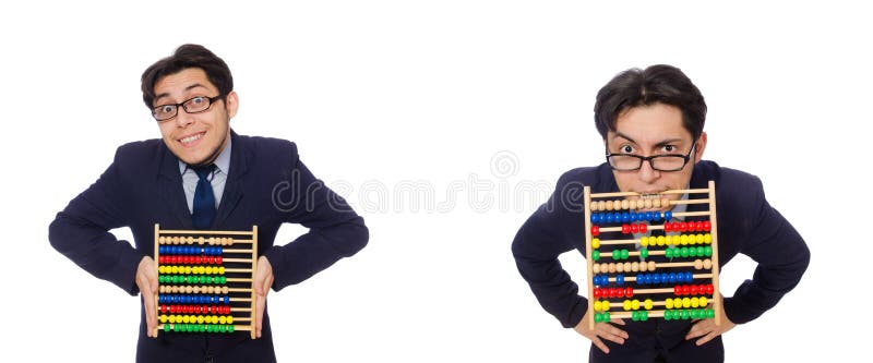 The Funny Businessman with Abacus Isolated on the White Stock Photo ...