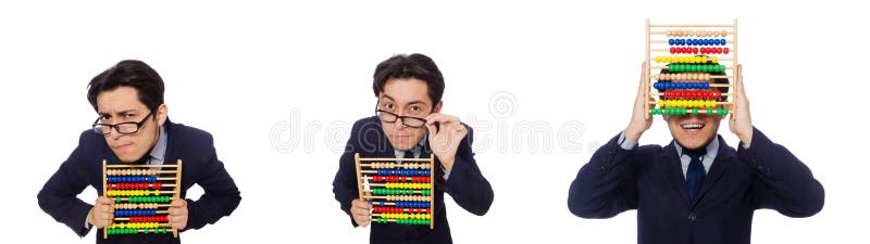 The Funny Businessman with Abacus Isolated on the White Stock Image ...