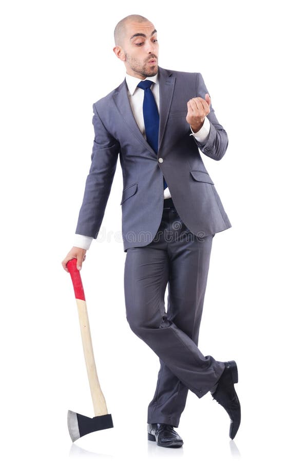 Funny businessman with axe stock image. Image of male - 32812825