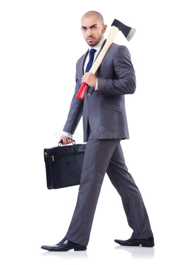 Funny businessman with axe stock image. Image of adult - 33347347