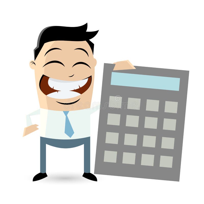 Cartoon Businessman With A Big Calculator And Stock Vector ...