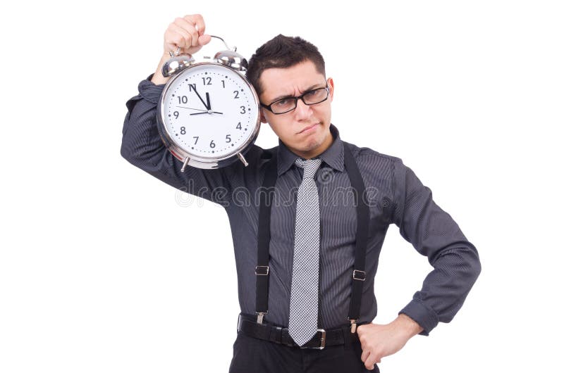 Funny Businessman with Clock Stock Photo - Image of career, busy: 38887448