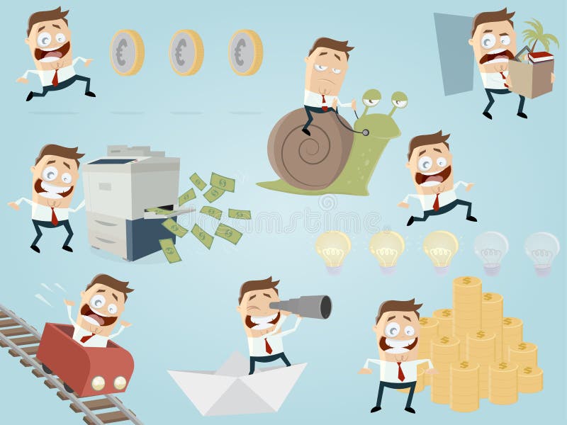 Funny Businessman Collection Stock Vector - Illustration of coin, angry ...