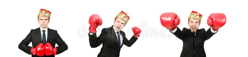 The Funny Businessman with Crown and Boxing Gloves Stock Image - Image ...