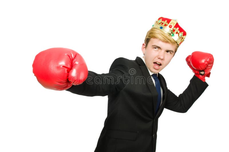 Funny Businessman with Crown Stock Photo - Image of corporate, boxer ...