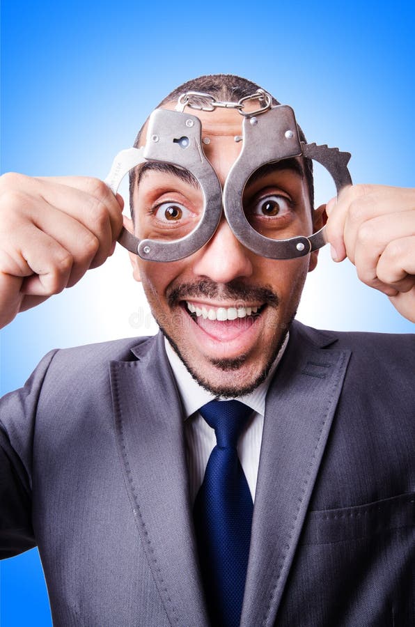 Funny Businessman with Handcuffs Stock Image - Image of jailbird ...