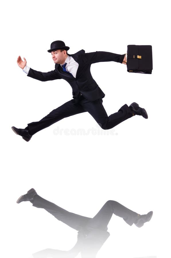Funny businessman jumping stock photo. Image of happy - 34665160