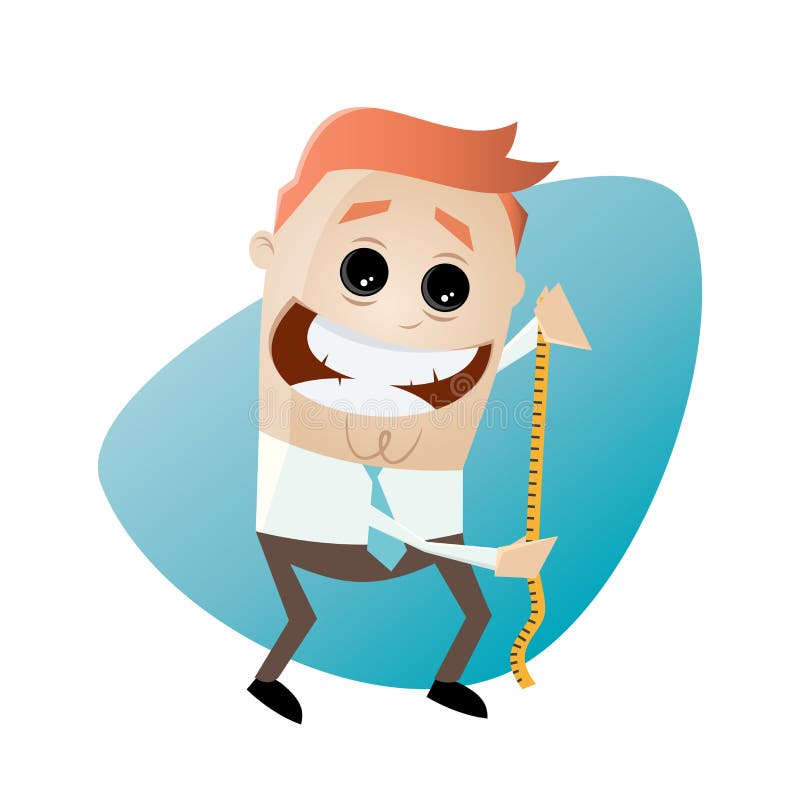 Funny Businessman with Measuring Tape Stock Vector - Illustration of ...