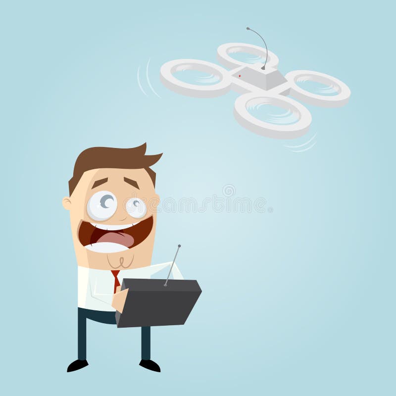 Funny Businessman is Playing with a Drone Stock Vector - Illustration ...