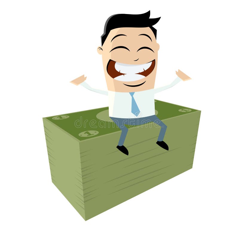 Cartoon Businessman Pulling Money Stack from Smartphone Stock Vector ...