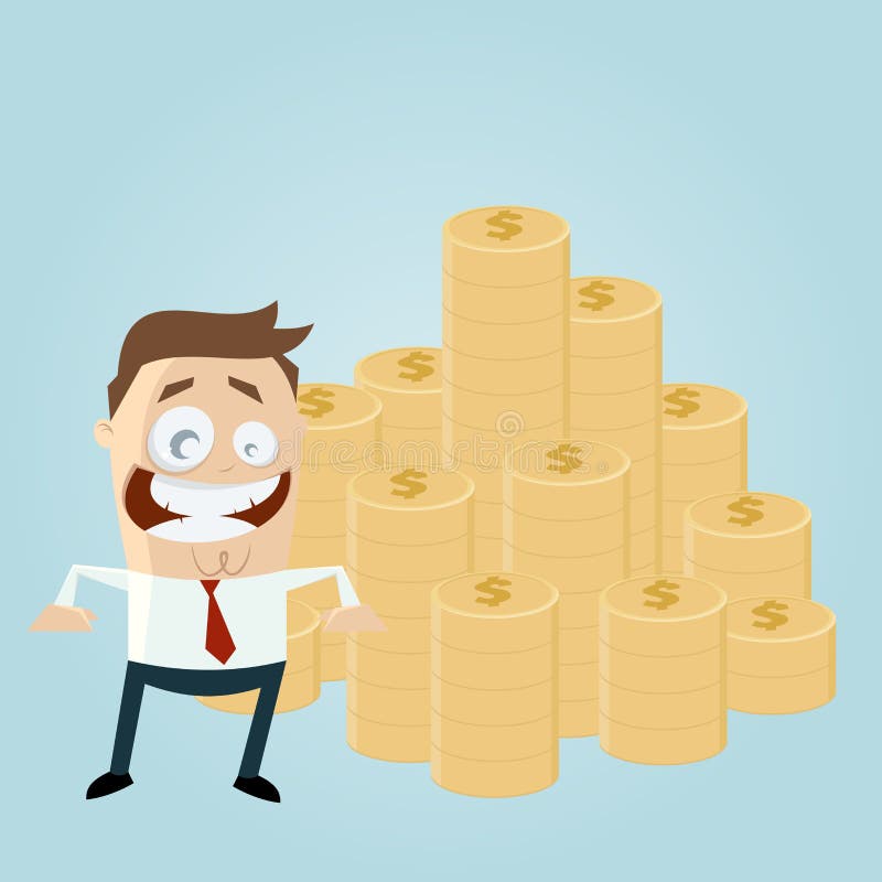 Funny Businessman with Stack of Money Stock Vector - Illustration of ...