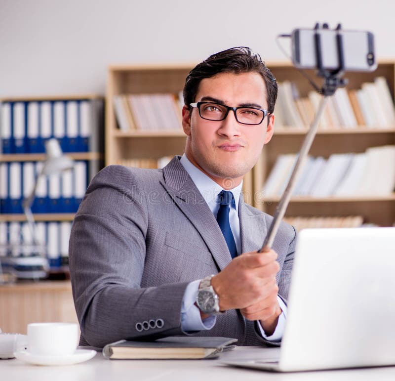 Funny Businessman Taking Selfie in Office Stock Photo - Image of nuts ...