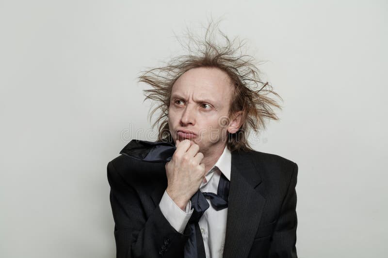 Funny Businessman Thinking, Studio Portrait. Idea and Brainstorm ...