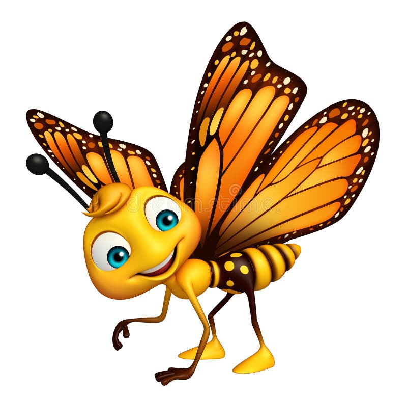 Flying Butterfly Cartoon Character Stock Illustration - Illustration of ...