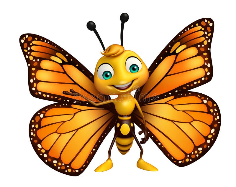 Funny Butterfly Cartoon Character Stock Illustration - Illustration of ...