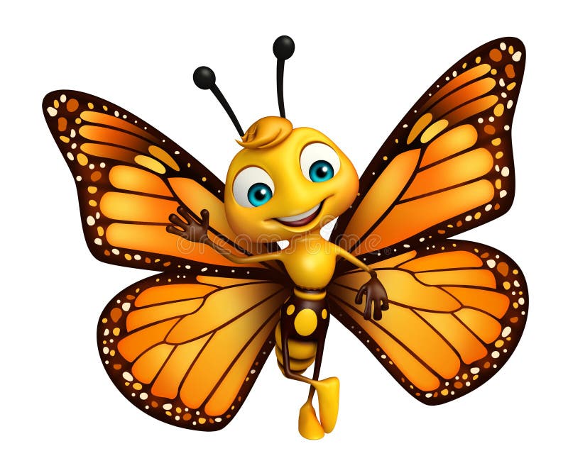 Funny Butterfly Cartoon Character Stock Illustration - Illustration of ...