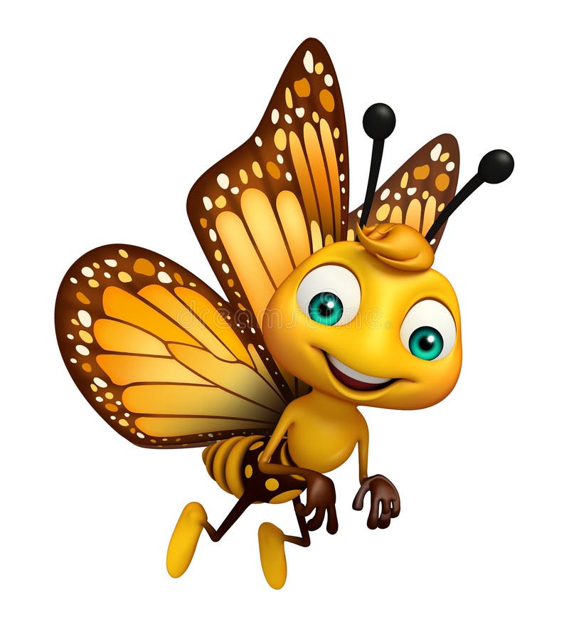 Funny Butterfly Cartoon Character Stock Illustration - Illustration of ...