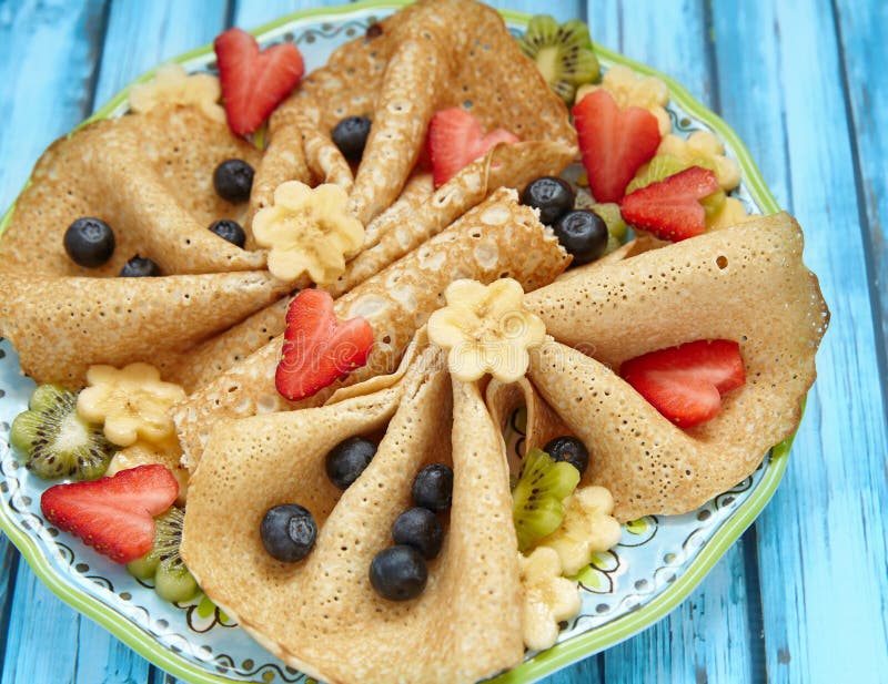 Funny Butterfly Shaped Crepes with Berries Stock Image - Image of ...