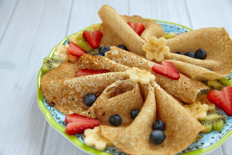 Funny Butterfly Shaped Crepes with Berries Stock Image - Image of ...