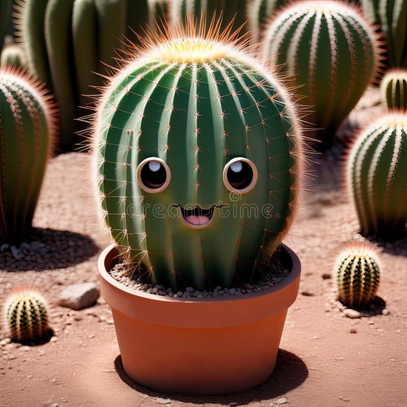Funny Cactus Generated by AI Stock Illustration - Illustration of ...