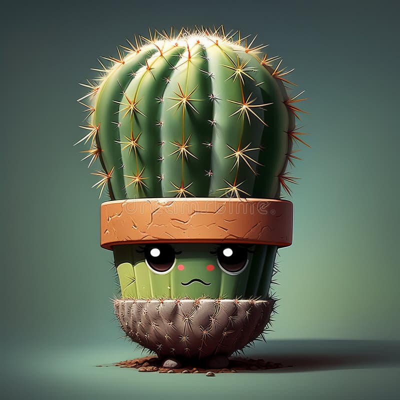 Funny Cactus Generated by AI Stock Illustration - Illustration of cute ...