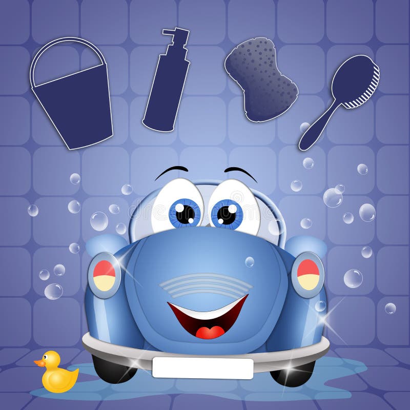 Funny car at car wash stock illustration. Illustration of sponge - 45704548