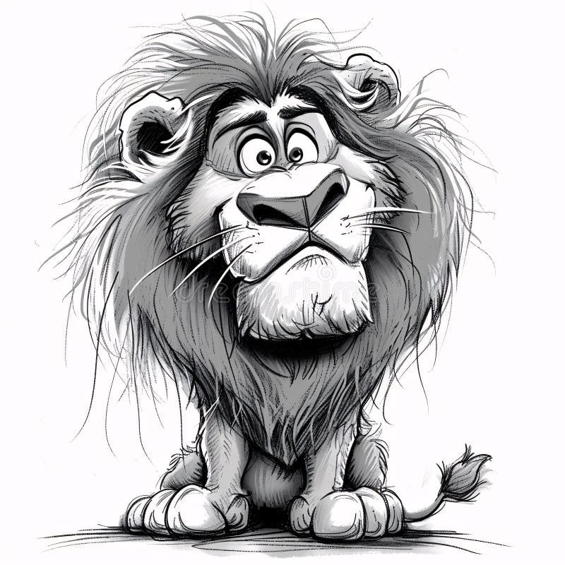A Funny Caricature of a Lion Making a Comical Expression with Its Eyes ...