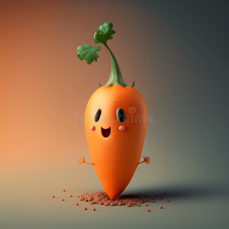 Funny Carrot Character with Smiling Face, Generative AI Stock ...
