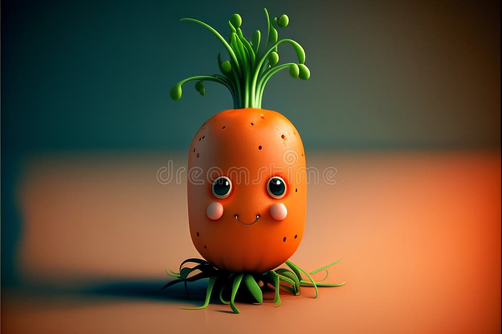 Funny Carrot with Green Sprouts. 3d Render Illustration Stock ...