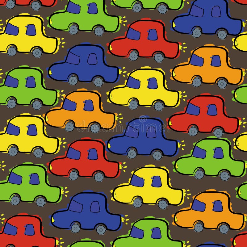 Funny cars. Pattern stock vector. Illustration of small - 25930419