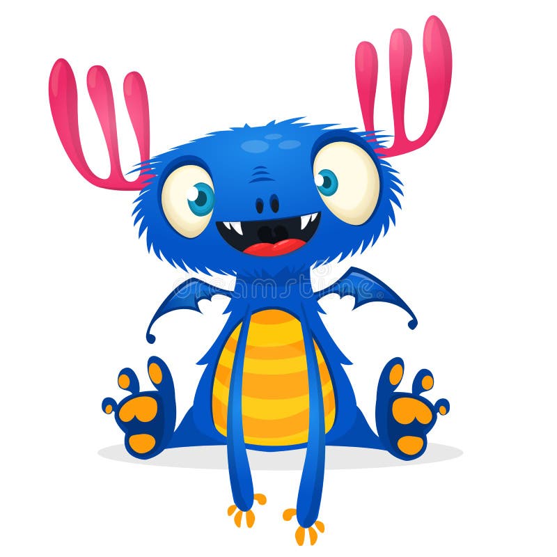 Funny Carton Monster Dragon Smiling Stock Vector - Illustration of ...