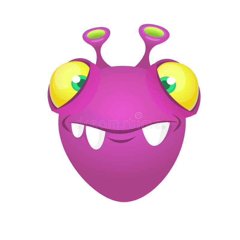 Funny Cartoon Alien Head Icon. Vector Illustration Stock Vector ...
