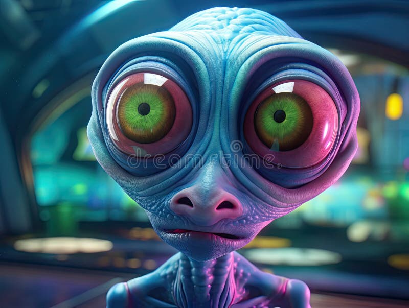 Funny cartoon alien stock illustration. Illustration of planet - 301424201