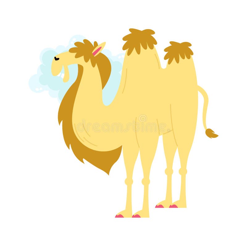 Funny Cartoon Animal Flat Icon Cute Camel Brush Teeth Stock Vector ...