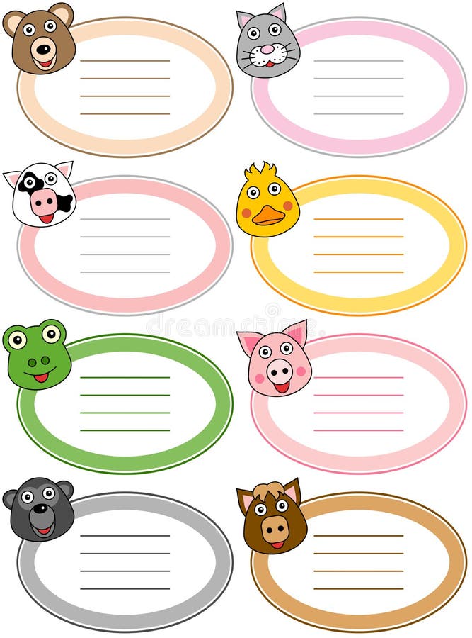 Funny Cartoon Animal Labels [3] Stock Vector - Illustration of face ...