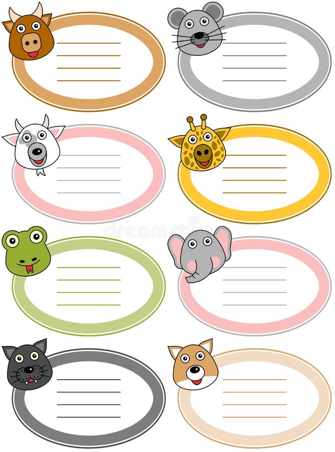 Funny Cartoon Animal Labels [1] Stock Vector - Illustration of animals ...