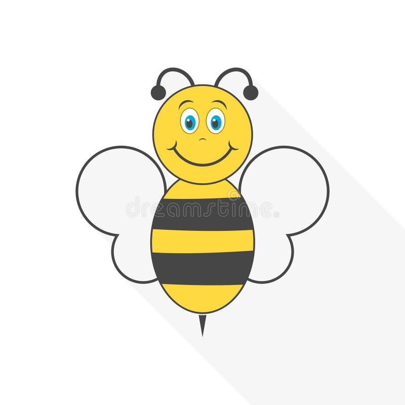 Funny Cartoon Bee with Long Shadow Stock Vector - Illustration of ...