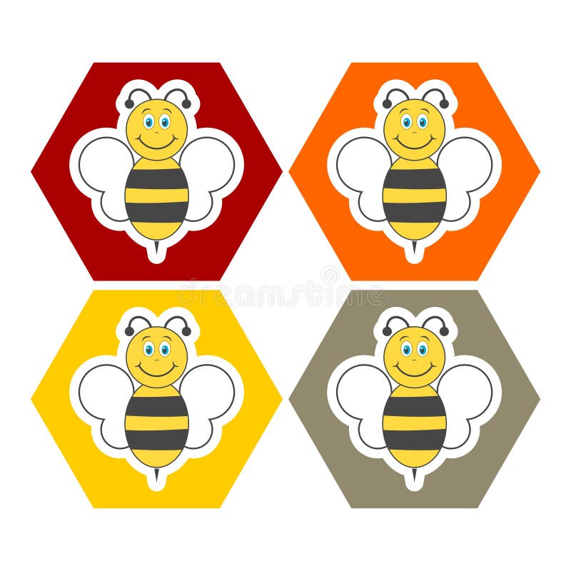 Funny Cartoon Bee with Long Shadow Stock Vector - Illustration of ...