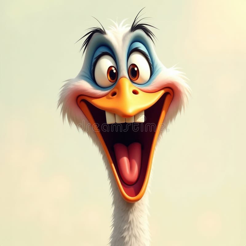 Funny Cartoon Bird with Big Smile Stock Illustration - Illustration of ...